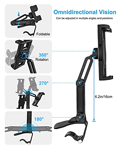 Dashboard Clip Car Phone Mount, woleyi Car Sun Visor & Rearview Mirror Clamp Phone Tablet Holder with Adjustable Arm for iPhone 13 Pro Max 12 11 XS XR X 8 7 6, iPad, More 4-11" Cell Phones and Tablets