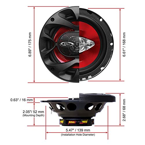 BOSS Audio Systems CH6530 Chaos Series 6.5 Inch Car Stereo Door Speakers - 300 Watts Max, 3 Way, Full Range Audio, Tweeters, Coaxial, Sold in Pairs