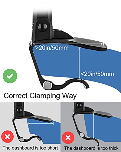 Dashboard Clip Car Phone Mount, woleyi Car Sun Visor & Rearview Mirror Clamp Phone Tablet Holder with Adjustable Arm for iPhone 13 Pro Max 12 11 XS XR X 8 7 6, iPad, More 4-11" Cell Phones and Tablets