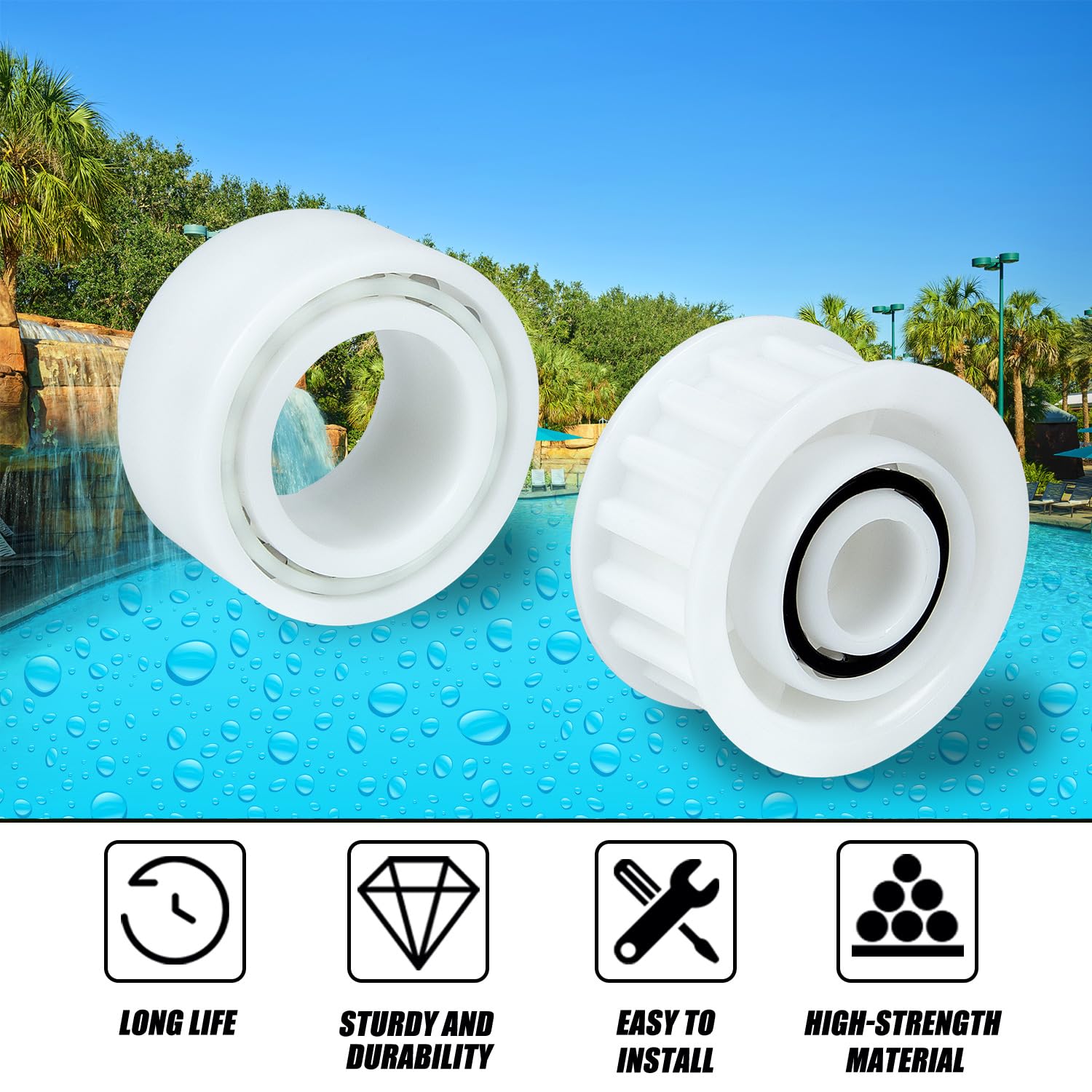 Wztepeng 4 Pcs Guide Wheels with 2 Pully Gears Pool Cleaner Replaces 3884997-R6 Compatible with Dolphin M400 M500 Deluxe 4 Deluxe 5 Pool Cleaner Accessories