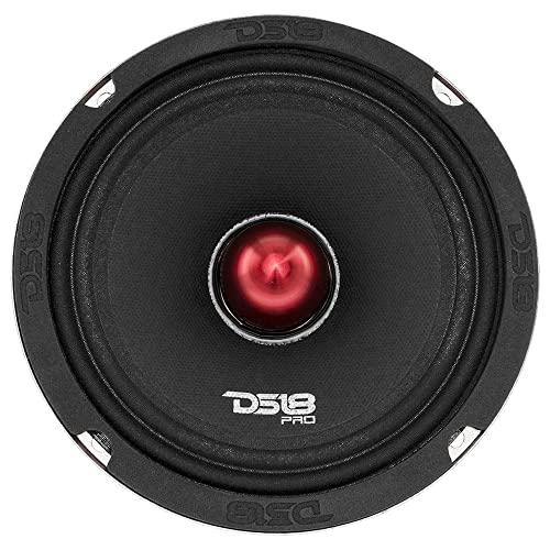 DS18 PRO-X6.4BM Loudspeaker - 6.5", Midrange, Red Aluminum Bullet, 500W Max, 250W RMS, 4 Ohms - Premium Quality Audio Door Speakers for Car or Truck Stereo Sound System (1 Speaker)