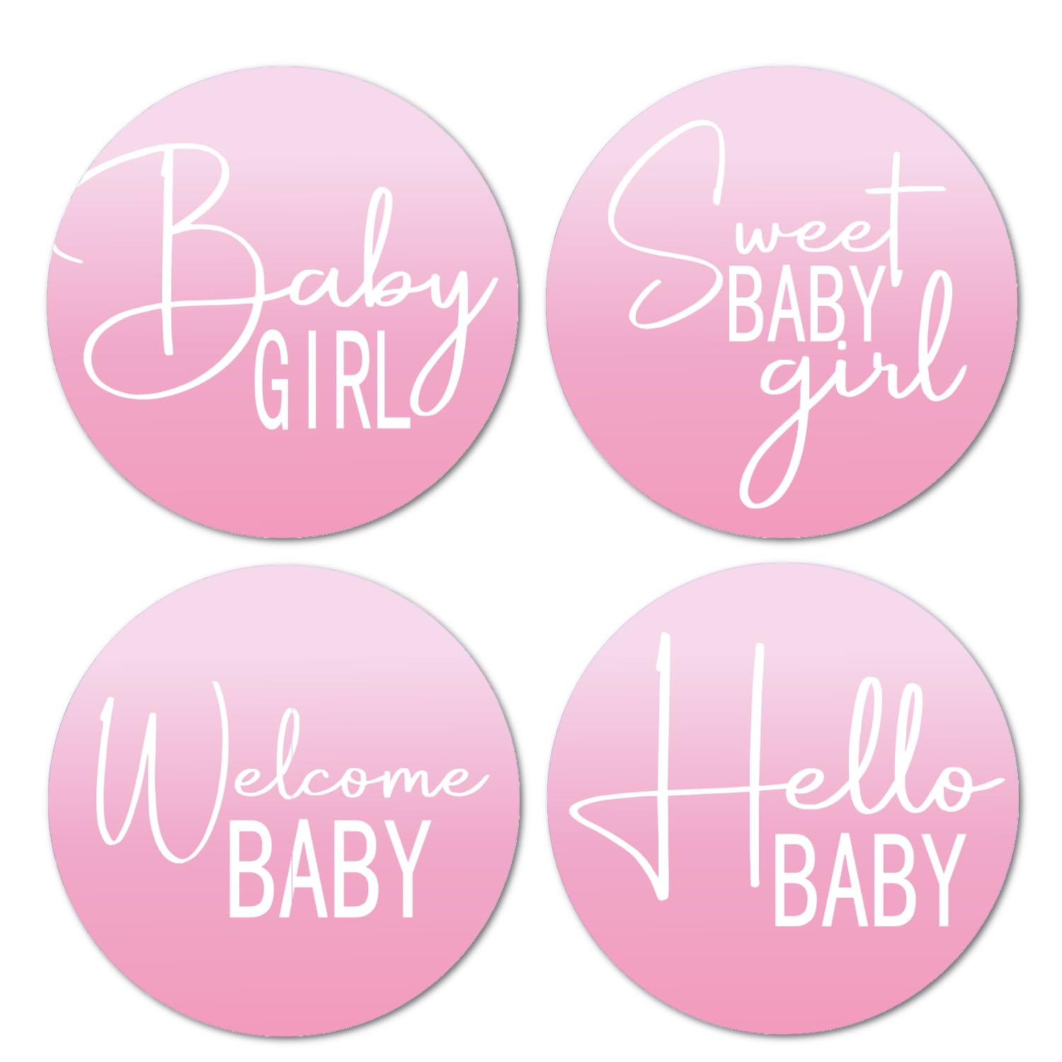 40 Pink Modern Baby Shower Stickers, 2 Inch Big Round Glossy Labels, Itās a Girl Baby Shower, Great for Party Favors, Tags, Games and Supplies. Made in USA