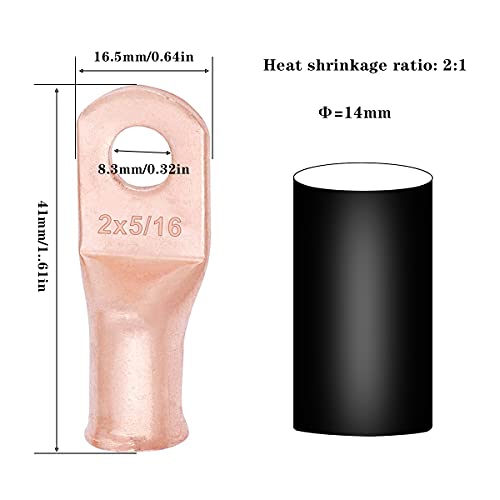 Tnisesm ANL Fuse Holder, 2 Pcs 150A Fuses, 4Pcs 2 AWG Cable Ring Terminal Lugs 5/16', 4 Pcs Heat shrinkable Tube with Diameter of 14mm Compatible for Car Audio Amplifier