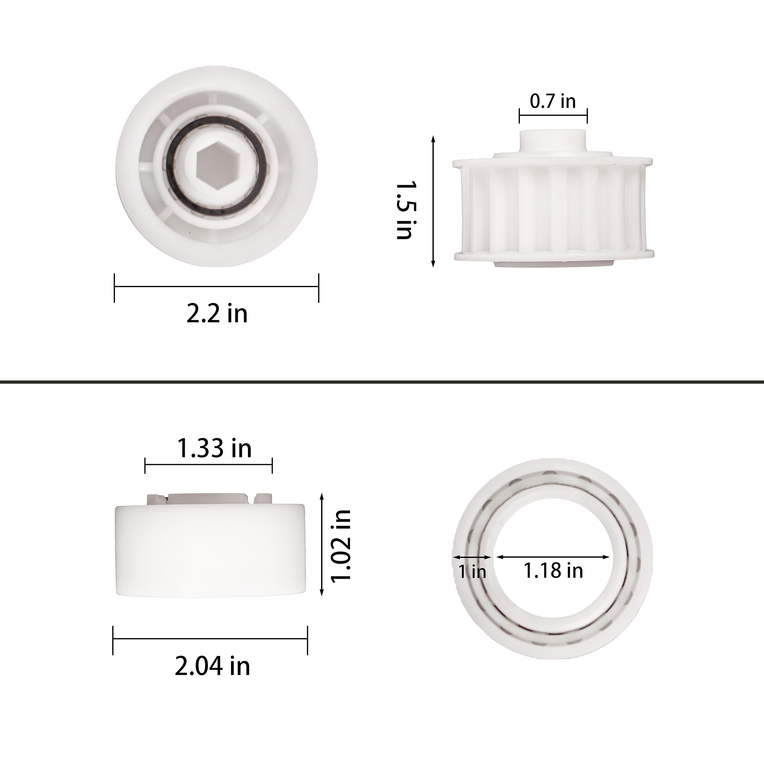 Axfvd 3884997-R6 Guide Wheels Pully Gears Replacement, with 4 Pack Guide Wheels and 2 Pully Gears for Maytronics Dolphin Nautilus CC Plus M200/M400/M500 and Dx3/Dx4/Dx6 Premier Pool Cleaner