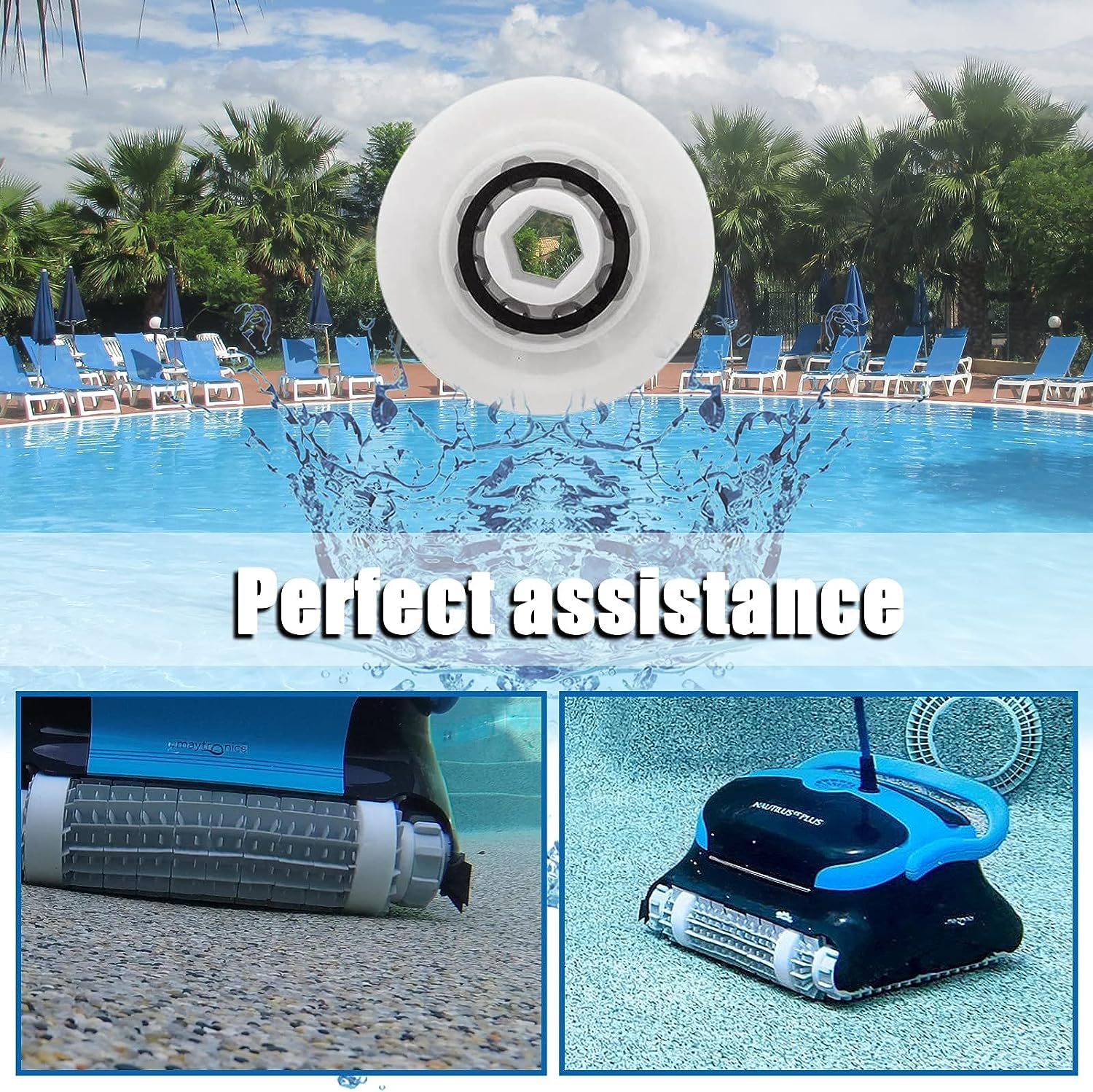 Axfvd 3884997-R6 Guide Wheels Pully Gears Replacement, with 4 Pack Guide Wheels and 2 Pully Gears for Maytronics Dolphin Nautilus CC Plus M200/M400/M500 and Dx3/Dx4/Dx6 Premier Pool Cleaner