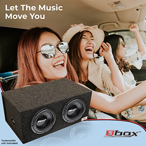 Bbox Dual Sealed 12 Inch Subwoofer Enclosure - SPL Tuned Car Subwoofer Boxes & Enclosures - Premium Subwoofer Box Improves Audio Quality, Sound & Bass - Nickel Finish Subwoofer Terminals - Charcoal