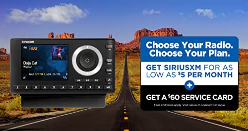 SiriusXM Onyx Plus Satellite Radio w/ Vehicle Kit, Enjoy SiriusXM Through your Existing Car Stereo for as Low as $5/month + $60 Service Card with Activation