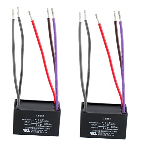 Podoy Ceiling Fan Capacitor CBB61 for Compatible with New TECH Harbor Breeze 4.5uf 6uf 6uf 5 Wire (2 Pack)