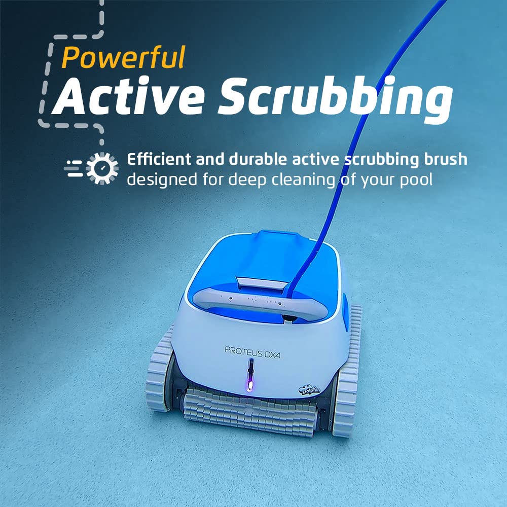 Dolphin Proteus DX4 Automatic Robotic Pool Vacuum Cleaner Includes Caddy for Easy to Transport and Storage, Ideal for In-Ground Pool up to 50 FT in Length
