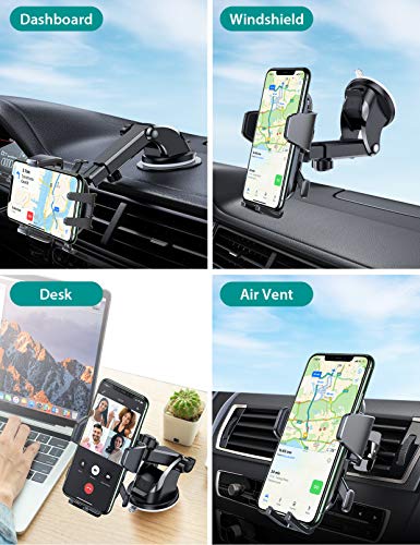 VICSEED Auto Lock Phone Mount for Car [Super Strong Suction & No fall] Car Phone Holder Mount Adjustable Long Arm Hands Free Cell Phone Holder Car Windshield Dashboard Vent for All Phones & Thick Case