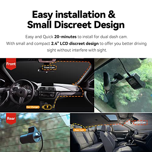 DDPAI Dash Cam Front and Rear 4K, Cam Car Camera with 2160P Front +1080P Rear, Built-in WiFi GPS, Dual Dash Camera for Cars, Night Vision,Parking Monitor,Support 128GB max, Z50