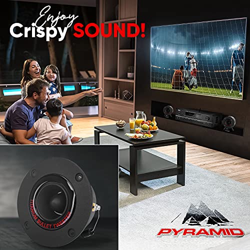 Pyramid 1” Audio Car Tweeter Speaker - 3.25” Bullet Horn Aluminum Die-Cast Titanium Dome, 300 Watt Peak, 2k-25kHz Frequency Response, 4 to 8 Ohm, Heavy Duty 20 oz. Magnet Structure - 1 Pair TW18BK
