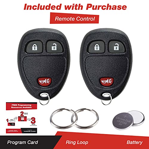 KeylessOption Keyless Entry Remote Control Car Key Fob Replacement for 15777636 (Pack of 2)