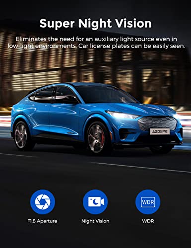 AZDOME 4K Dual Dash Cam, Built in WiFi GPS, with 64GB Card, Front 4K and Rear 1080P Car Dashboard Camera Recorder, 3.19" IPS, Night Vision, Capacitor, Parking Mode, Support 256GB Max M550-2CH