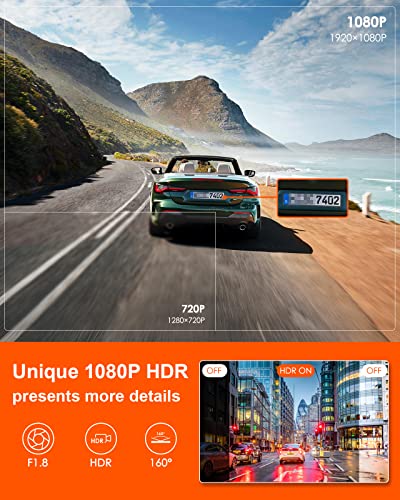 Vantrue E1 Lite 1080P WiFi Mini Dash Cam with GPS and Speed, Free APP, Voice Control Front Car Dash Camera, 24 Hours Parking Mode, Night Vision, Motion Detection, Loop Recording, Support 512GB Max