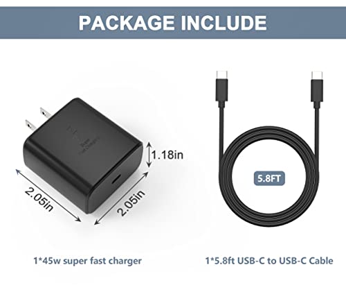 2Pack Samsung 45W Charger USB C Type C Charger Super Fast Charging for Samsung Galaxy S23 S23+ S23 Ultra Note 10+ S22 S21 Note 20 Z Fold 4 Z Flip 4, Galaxy Tab S7 S7+ S8 S8+ S8 Ultra,PPS Charger