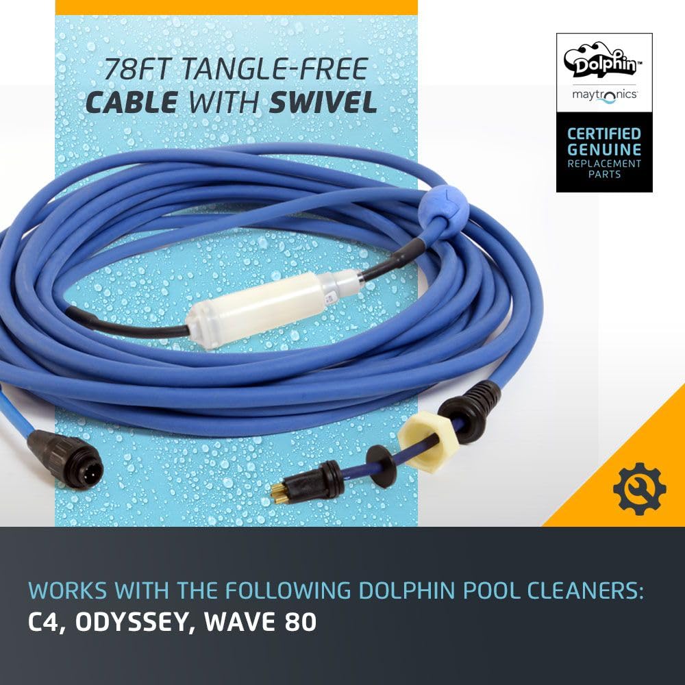 Dolphin Genuine Replacement Part β Durable 78 FT Blue Cable with Swivel for Tangle-Free Operation β 9995871-DIY