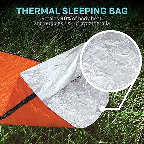 FosPower 2000mAh Emergency Weather Radio Portable Charger +Emergency Survival Shelter & Sleeping Bag Bivy Sack for Camping Accessories, Camping Gear, Survival Kit
