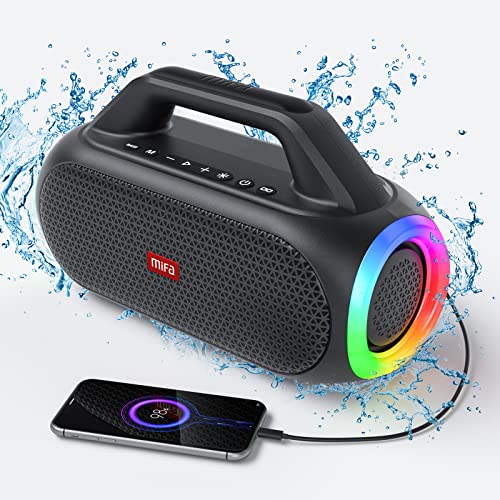 MIFA Bluetooth Speakers Portable Wireless, 60W IPX7 Waterproof Party Speaker with Loud Deep Bass,Aux Input, Micro Sd Card Supported, 24hrs Playtime,10000mAh Power Bank