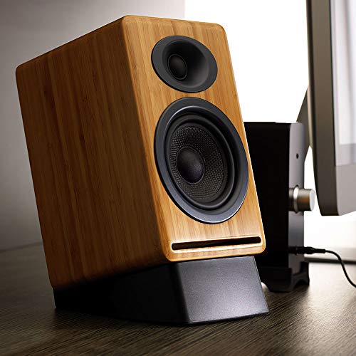 Audioengine A5+ Plus Powered Bluetooth Speakers and DS2 Desktop Speaker Stands Bundle (Bamboo)