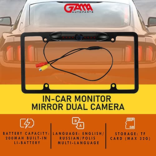 GAMA License Plate Backup Camera, Ultra HD Back up Camera with 8 Upgraded IR Night Vision Lights