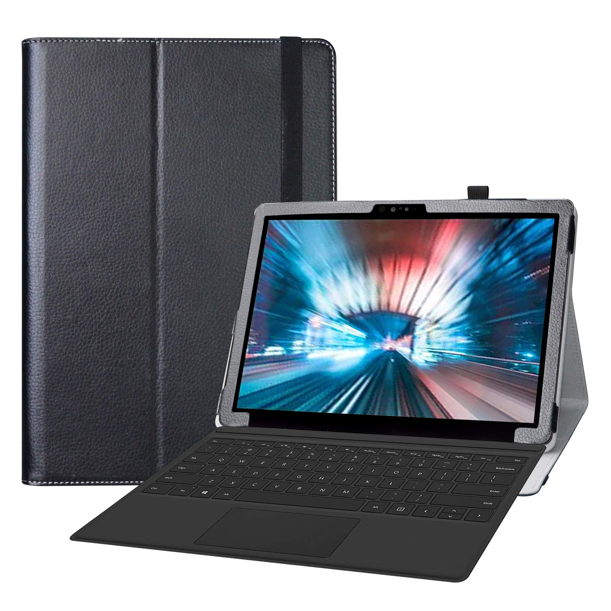 Bige for Dell Latitude 7200 Case,PU Leather Folio 2-Folding Stand Cover for Dell Latitude 7200 /Latitude 7210 12.3" 2-in-1 Tablet(Not fit Latitude 7200 Laptop),Black