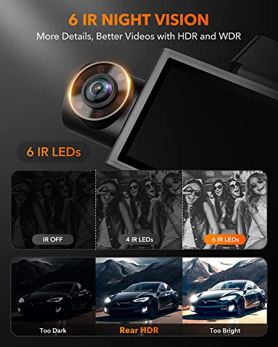 WOLFBOX i07 Dash Cam, 3 Channel Dash Cam with WiFi GPS, 4K+1080P Dash Camera Front and Inside, 2.5K 1600P+1080P+1080P Dashcam Front Rear and Cabin, 3" LCD Super IR Night Vision, Smart Parking Monitor