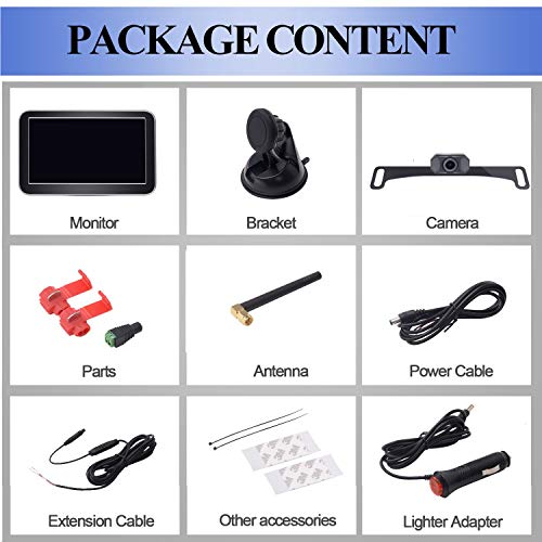 AMTIFO Wireless Backup Camera Car HD 1080P WiFi Rear View System 7 Inch Monitor Kit Truck Camper RV Hitch Auto License Plate Back Cam W70