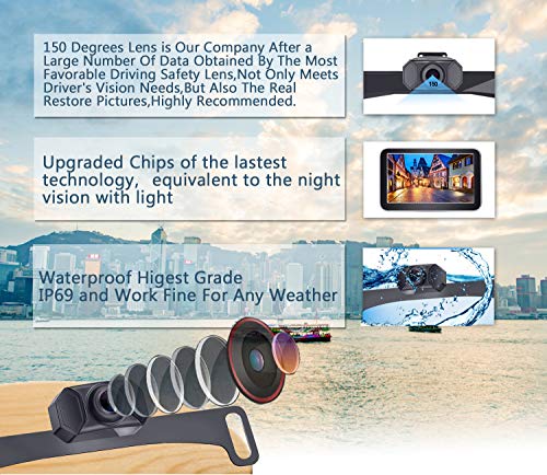 AMTIFO Wireless Backup Camera Car HD 1080P WiFi Rear View System 7 Inch Monitor Kit Truck Camper RV Hitch Auto License Plate Back Cam W70