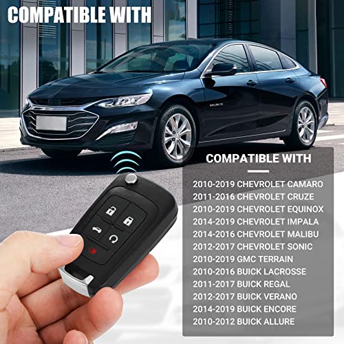 Pilida Keyless Entry Remote Control Compatible with Chevrolet Equinox Sonic OHT01060512 Flip Replacement OEM Car Key Fob 5 Button 2 Pcs