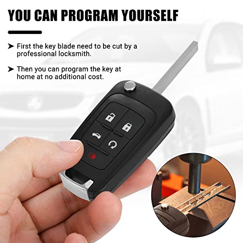 Pilida Keyless Entry Remote Control Compatible with Chevrolet Equinox Sonic OHT01060512 Flip Replacement OEM Car Key Fob 5 Button 2 Pcs