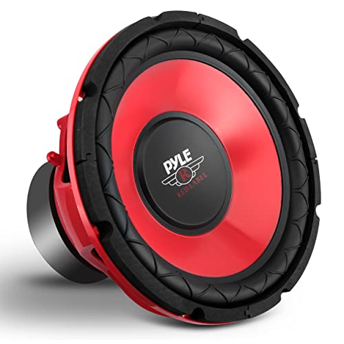 Pyle Car Vehicle Subwoofer Audio Speaker - 10 Inch Red Electro-Plated Cone, Red Plastic Basket, 1.5” Kapton Voice Coil, 4 Ohm Impedance, 600 Watt Power, for Vehicle Stereo Sound System - Pyle PLW10RD