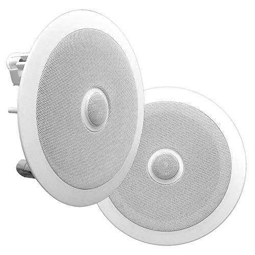 Pyle 6.5'' In-Wall/In-Ceiling Midbass Speakers (Pair) - 2-Way Woofer Speaker System Directable 1β Titanium Dome Tweeter Flush Mount Design w/ 65Hz - 22kHz Frequency Response 250 Watts Peak - PDIC60