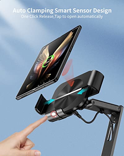 MAKAQI 2 in 1 Charging Station for Z Fold 4/3/2, Aluminium Alloy 3 Coils Fast Wireless Charger Stand for Samsung Galaxy Buds 2 Pro/Buds Pro/Buds 2 / Buds Live (with 20W Adapter)