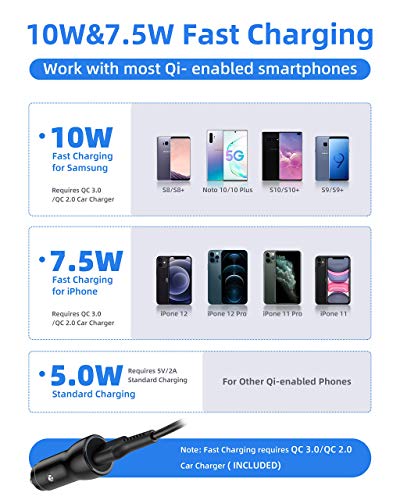 POP Mount Wireless Car Charger, Stouchi 2-in-1 POP Holder and 10W Qi Car Fast Charger Compatible with iPhone 14/13/12/11 Pro/XR/XS/X, Galaxy S22/22+ Ultra (Not Include POP)