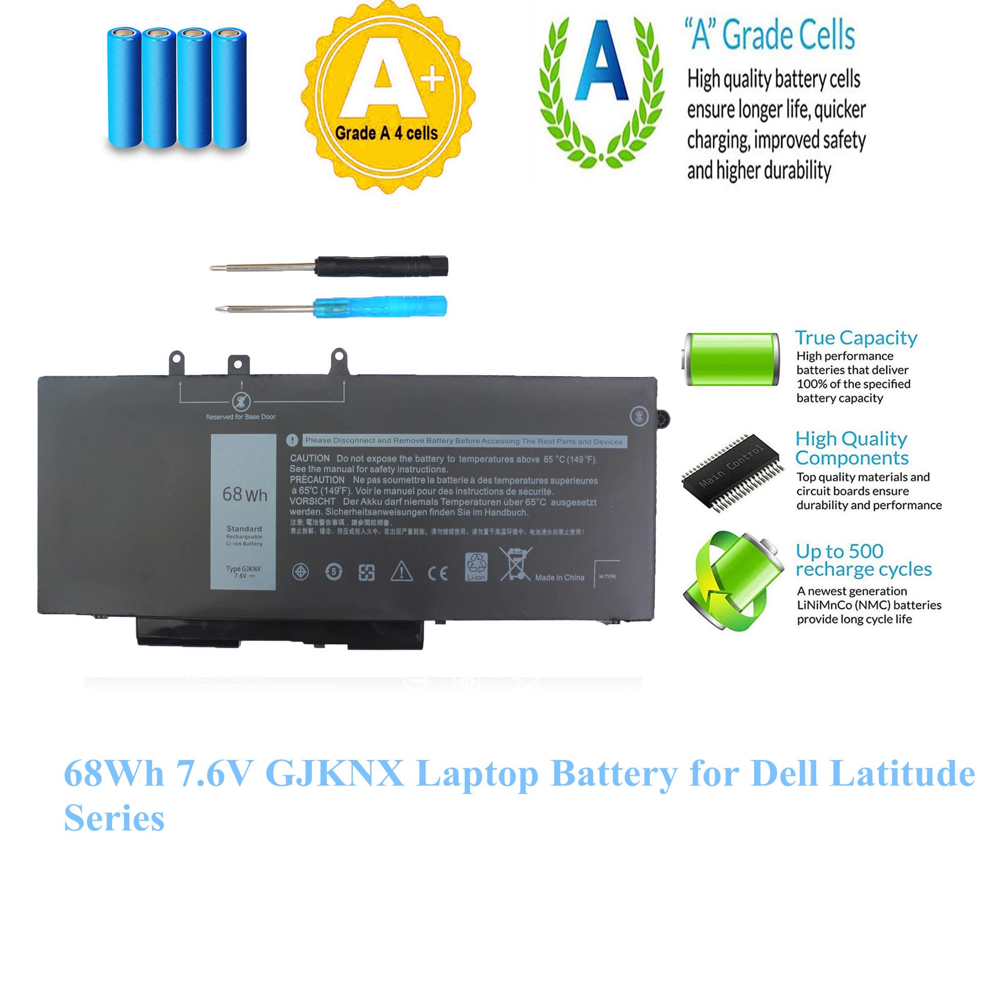 68Wh GJKNX Laptop Battery for Dell Latitude 5580 5480 5280 5490 5590 5491 5591 5288 5488 5495 E5480 E5580 E5490 E5590 E5591 Precision 15 3520 3530 M3520 M3530 GD1JP 5YHR4 451-BBZG DY9NT 0DY9NT 0GD1JP