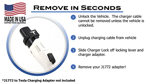 Upgraded j1772 Charger Adapter Lock | Carbon Composite | for Tesla Model 3 / Y (with Sticker)