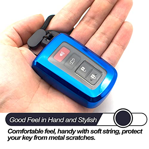Compatible with 2019 2020 2021 Toyota Tacoma 4Runner Highlander Sequoia Corolla RAV4 Land Cruise Prius C Blue TPU Key Fob Cover Case Remote Holder Skin Protector Keyless Entry Sleeve Accessories