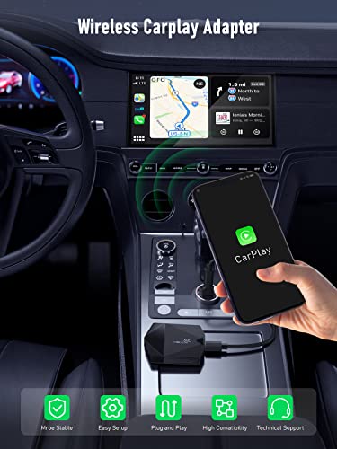 Wireless CarPlay Adapter for iPhone, YEHUA 5.8GHz Wireless CarPlay Dongle for Factory Wired CarPlay Cars