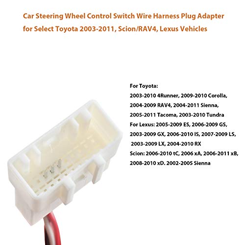 RED WOLF Radio Stereo Wire Harness w/Steering Wheel Control Switch Wiring Harness Replacement for Toyota 2003-2011, Scion/RAV4,Lexus Vehicles