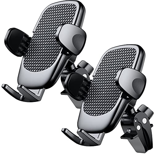 SPIDERCASE [2 Pack] Phone Mount for Car [Universal Air Vent] Car Phone Holder, Military-Grade Shockproof [Up to 7” Phones] [Thick Case Friendly] [Easy Operate] Cellphone Clamp Cradle for All iPhone