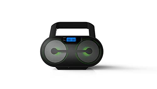 Riptunes CD Player Bluetooth Boombox AM/FM Portable Radio, Digital LCD MP3/CD, USB, mSD, Aux, Headphone Jack Stereo Sound System with Enhanced Bass, LCD Display with Remote, Black