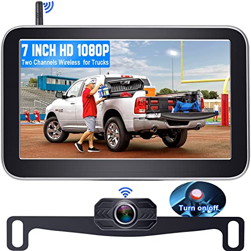 DoHonest Wireless Backup Camera for Trucks Car Pickup Camper Van with 7 Inch Monitor System, HD 1080P Bluetooth Backup Camera 2.4G Stable Digital Signals, Support Add Second RV Rear View Camera-V29