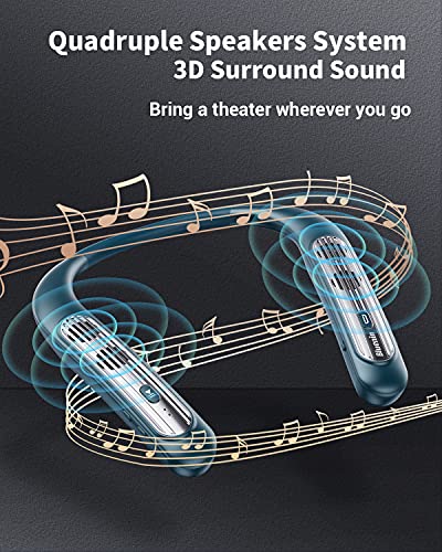Bluenin Portable Wearable Neckband Bluetooth Speakers, Wireless Collar Speaker CVC 8.0 Noise Cancelling 3D Sound Personal Sport Speaker with Mic(Navy Blue)