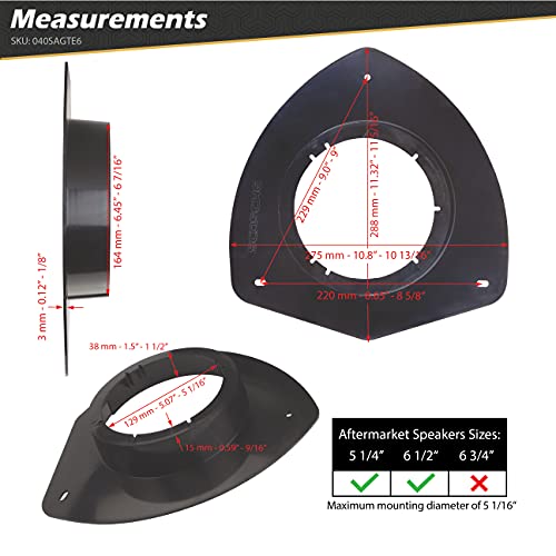 Scosche Compatible with Select 2002 to 2004 Oldsmobile Bravada, 2002 to 2009 Chevrolet Trailblazer & GMC Envoy & 2004 to 2008 Isuzu Ascender 5.25" - 6.5" Speaker Adapters (1 Pair) SAGTE6