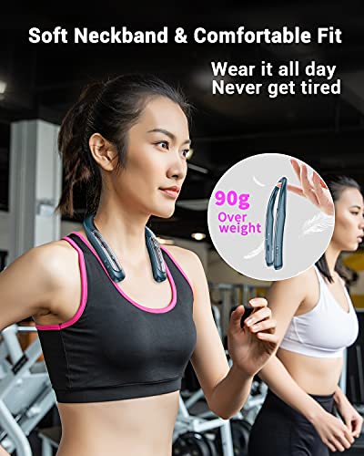 Bluenin Portable Wearable Neckband Bluetooth Speakers, Wireless Collar Speaker CVC 8.0 Noise Cancelling 3D Sound Personal Sport Speaker with Mic(Navy Blue)