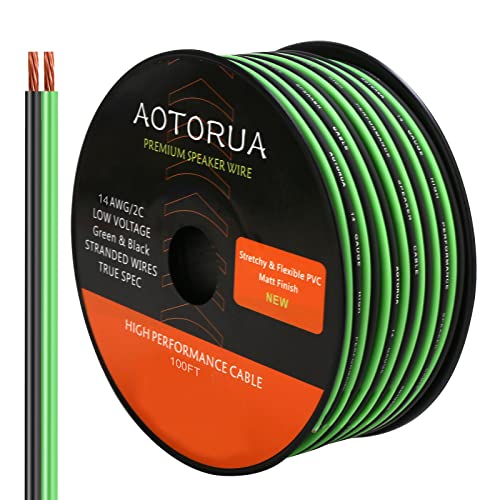 AOTORUA 100FT 14/2 Gauge Power Ground Cable, 14 AWG Stranded Flexible Wire for Electrical Wire, Primary Automotive Wire, Battery Cable, Car Audio Speaker, 12 Volt Low Voltage Wiring