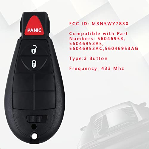 Key Fob Replacement for Dodge Charger Challenger Charger Grand Caravan Chrysler 300, RAM 1500 2500 3500 Keyless Entry Remote Start Control M3N5WY783X, Set of 2