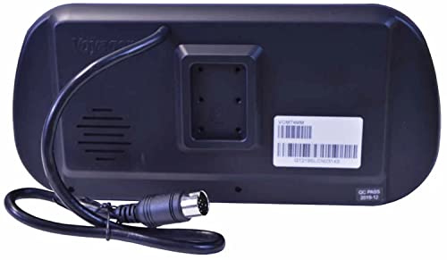 Voyager VOM74MM Rearview Mirror Monitor, 7inch TFT LCD Display w/ Highly-reflective Glass Surface Serving as When Back-Up Camera is not Active, 3 Inputs, Built-In Speaker (Renewed) Black