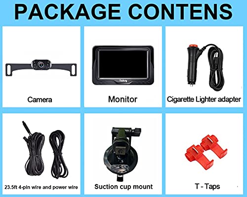 Yakry Backup Camera for Car HD 1080P 4.3 Inch Monitor Rear View System Reverse Cam Kit Truck SUV Minivan Easy Installation Plug and Play Waterproof Night Vision DIY Grid Lines Y11